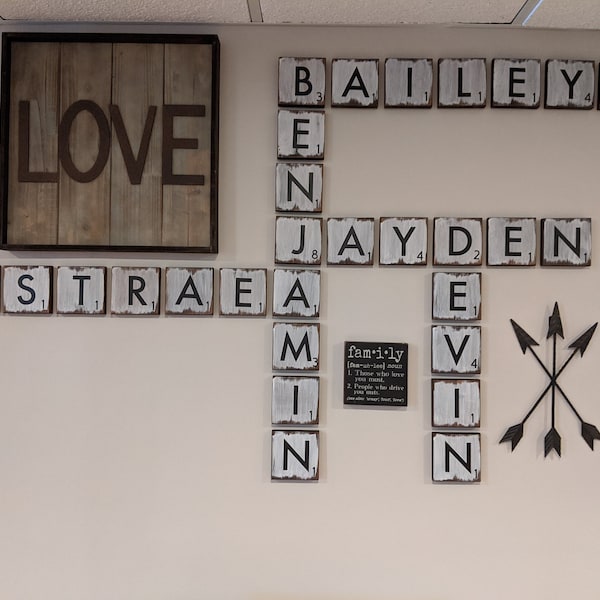 Wall Scrabble Tiles , 4.5" Wood Tile Blocks, Gallery Wall Decor ...