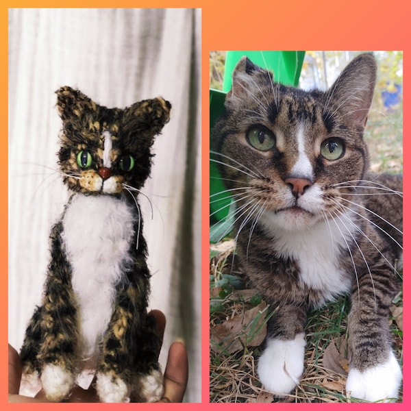 Custom Crochet Cat, Amigurumi Custom Pets, Crochet Pet Memorial, Look Alike Cat, Personalized ...