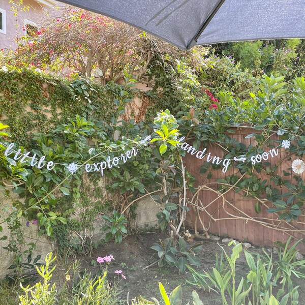 Little Explorer Landing Soon Banner, Light Blue Maps, Baby Shower ...