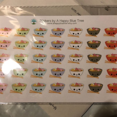 Happy Ramen Bowl Tracker Reminder Kawaii Stickers Erin Condren Planner ...
