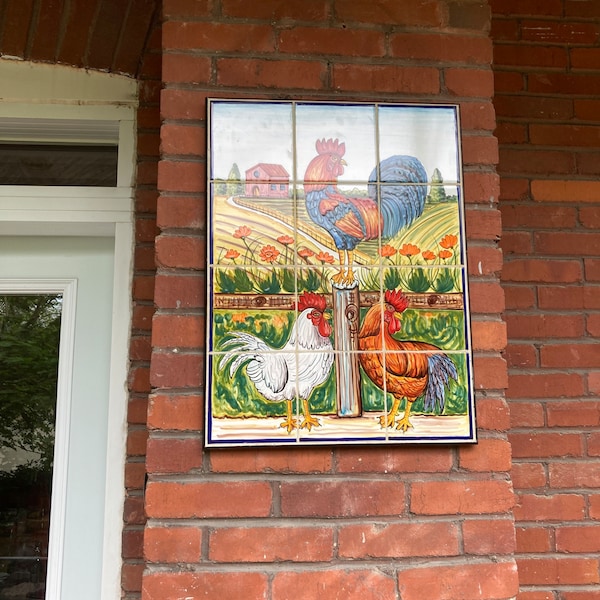 Hand Painted Tile Mural for Kitchen. Decorative Tile Handmade . Ceramic ...