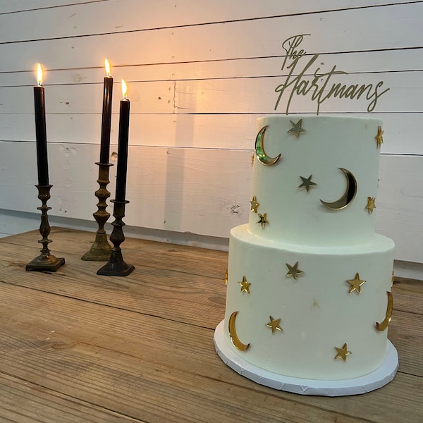 Moon and Star Cake Charms – Celestial Cake Toppers for Birthday, Baby ...