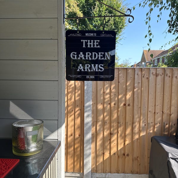 Personalised Pub Shed Hanging Swing Sign With Bracket | Garden Pub ...