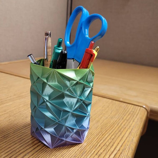 Desk Organizer | Multi- Section Pencil Holder | 3D Printed | Sticky ...
