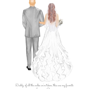 Personalized Bride and Dad Portrait Art DIGITAL Father of the Bride ...