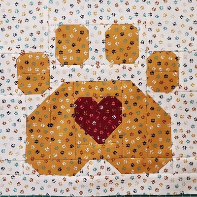 Love and Pawprints Dog / Cat Pet Paw With Heart Animal PDF Quilt Block ...