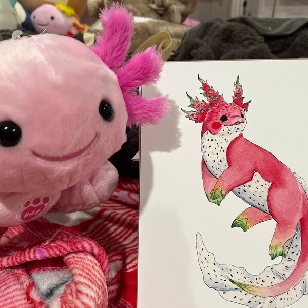 Dragonfruit Axolotl Print - Etsy