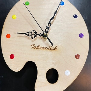 CUSTOM Art Clock Art Palette Painting Clock Engraved With Name or ...
