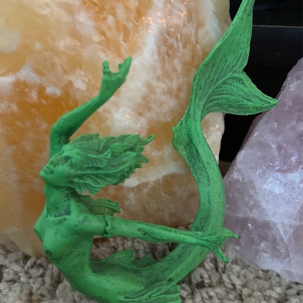 Mermaid Ornament, Hand Painted Resin Sculpture, Jade Finish| Mythical ...