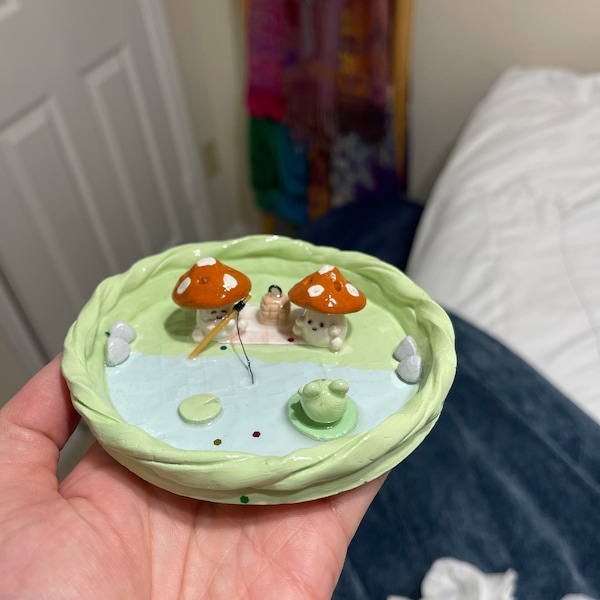 Mushroom Frog Clay Jewelry Dish Cottagecore Fairycore (hand Made) - Etsy