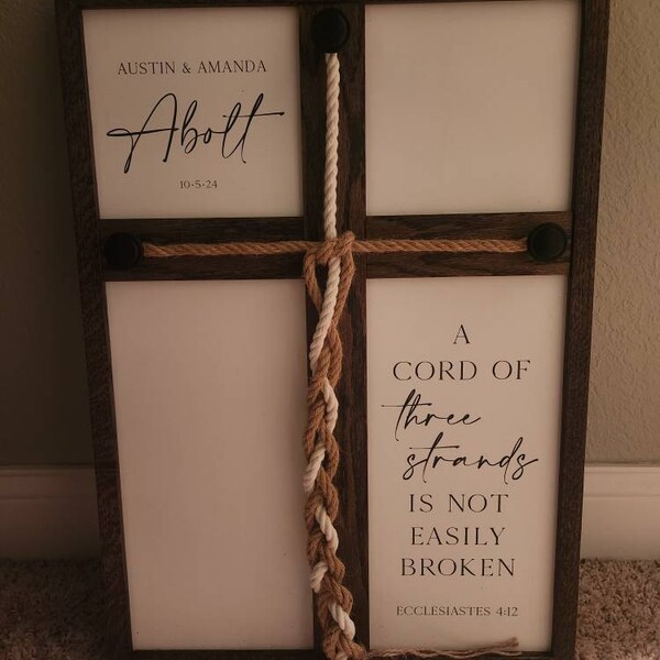 A Cord of Three Strands Unity Ceremony Braided Cord Cross Sign With ...