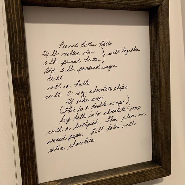 Handwritten Recipe Custom Wood Framed Printed Family Kitchen Sign - Etsy