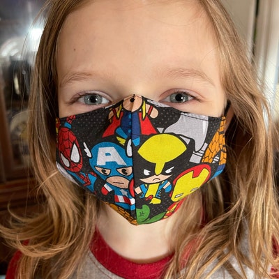 Face Mask, Marvel Avengers Superhero, Adult Kids, Reversible 2 Layer ...