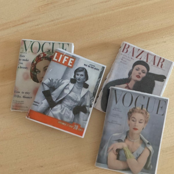 4 Miniature Vintage 1950'S 'FASHION' Magazines - Dollhouse 1:6th 1/12th ...