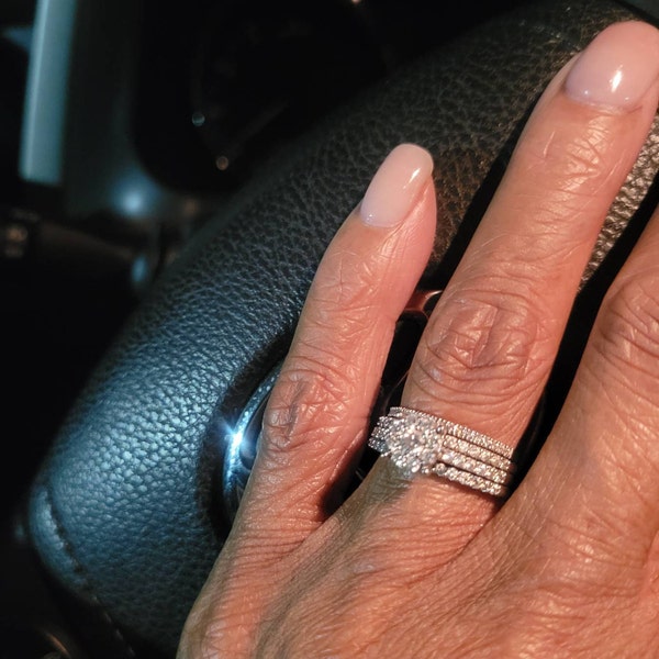 Micro Pave Eternity Diamond Wedding Ring, 1.3 MM Half Eternity Band ...