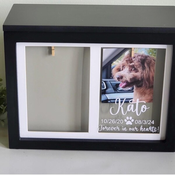 Large Pet Urn for Dogs With Photo, Pet Memorial Urn Pawprint Holder ...
