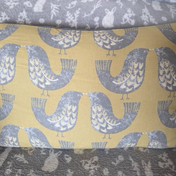 Neptune 'orla' Flax Blue Thistle Pattern Fabric Handmade Cushion Covers ...