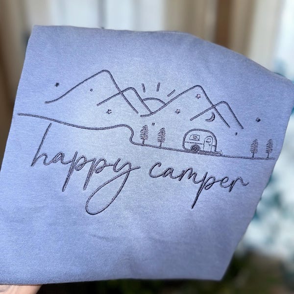 Happy Camper Machine Embroidery Design. 5 Sizes. Adventure Embroidery ...