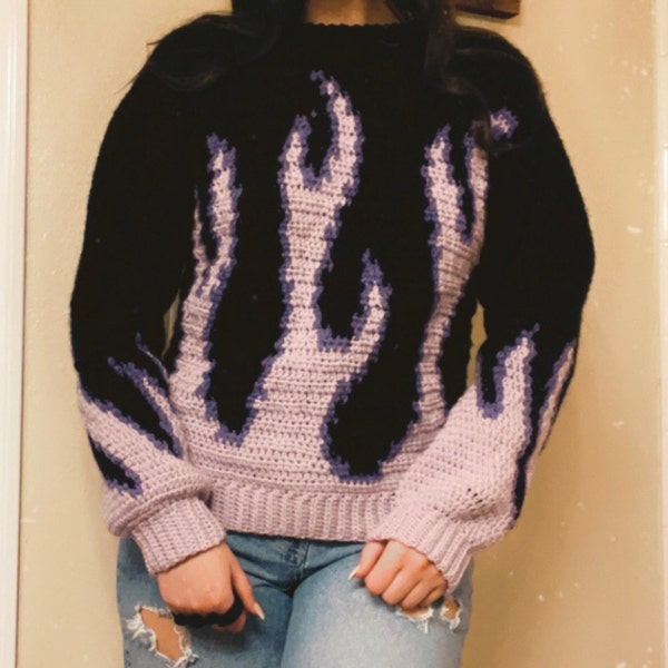 PDF: on Fire Crochet Sweater Pattern - Etsy