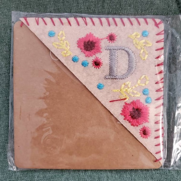 Personalized Hand Embroidered Corner Bookmarks, Felt Triangle Page ...