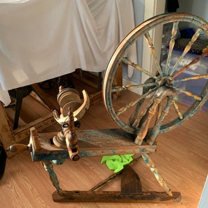 Spare Wheel Spool, Vintage Spinning Wheel, Antique Wooden Spinning ...