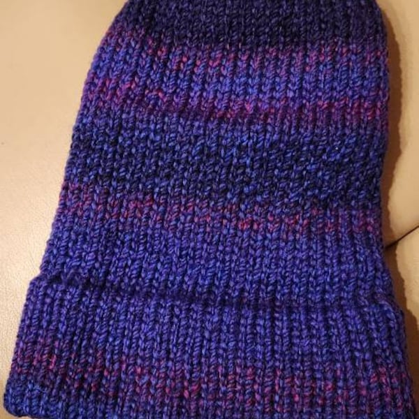 The Kodiak Fisherman Beanie Hat With Brim - Brown & Blue Knitted Hat ...