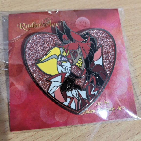 Radioapple Alastor X Lucifer Heart Glitter Pin Black Nickel 50 Mm - Etsy