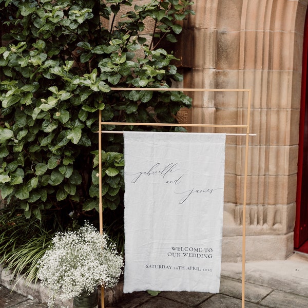 Handlettered Linen Welcome Sign - Etsy