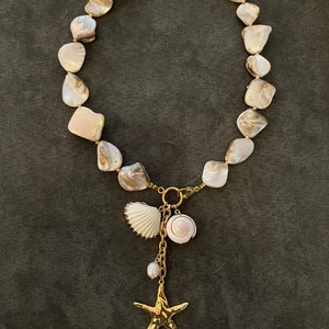 Oversized Shells and Clam Necklace, Boho Bridal Jewelry, Summer Beach ...