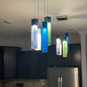 Sea Glass, Kitchen Décor. Blown Glass Pendant Lights for Kitchen Island ...