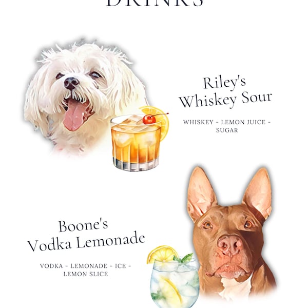 Dog Signature Drink Sign, Dog Drinks Menu, Signature Dog Drink, Dog ...