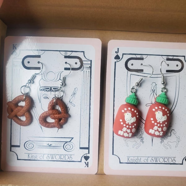 Cute Sriracha Bottle Dangle Earrings | Novelty Earrings | Unique ...