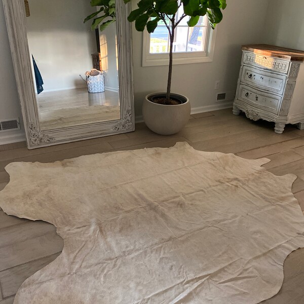 Light Beige WHITE ! Large ! New Cowhide Rug Natural Hair on - 7X7 Ft ...