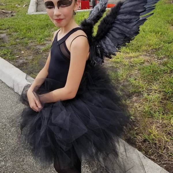 Black Swan Tutu, Halloween Costume Tutu, Black Feather Bird Tutu, Kids ...
