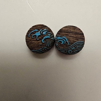 Tree Wooden Stud Earrings, Tree Earrings, Dark, Brown, Black Wood, Mens ...