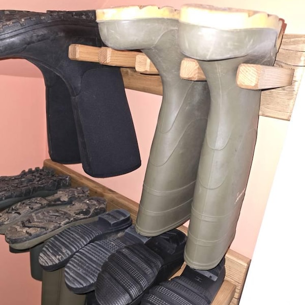 Handmade Reclaimed Wood Welly Rack: Wall Mounted Boot Storage - Etsy