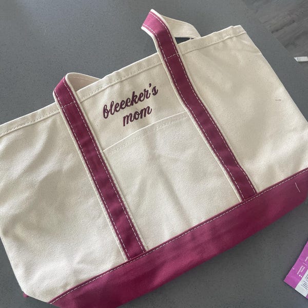 Personalized Ironic Tote, Monogram Embroidered Boat Bag, Custom Tote ...