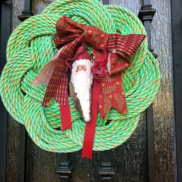 Summer Wreath, Upcycled Lobster Rope Wreath, Door Decoration, Nautical ...
