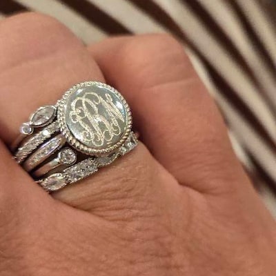 Sterling Silver Monogram Stackable Ring, Sterling Silver Stackable Rings, Sterling Silver Sara ...