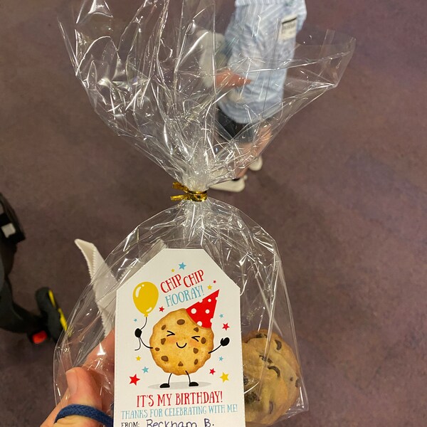 Printable Birthday Treat Tag Classroom Treat Bag Tag Chocolate Chip ...