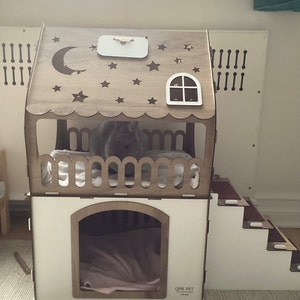 Wooden Rabbit House, Two Storey Rabbit Castle, Modern Rabbit Furniture ...