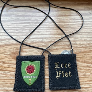 MANTLE OF MARY® Third Order Ceremonial Brown Scapulars Carmelite Crest ...