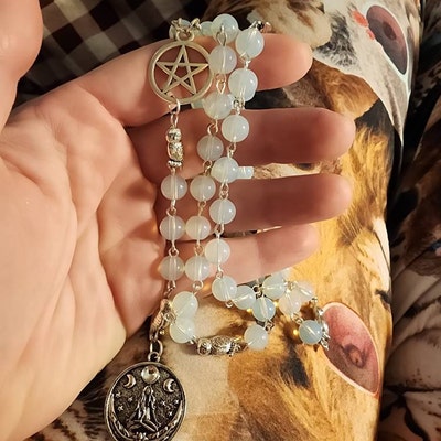 Hexenspiegel Witchs Mirror Pentacle Rosary Necklace, Pagan Gifts for ...