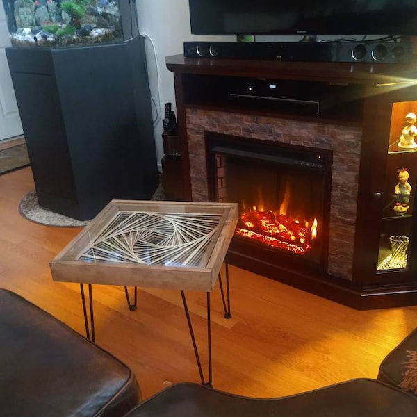 Rotating Geometric Vortex - End Table & Coffee Table With Rustic Wood ...