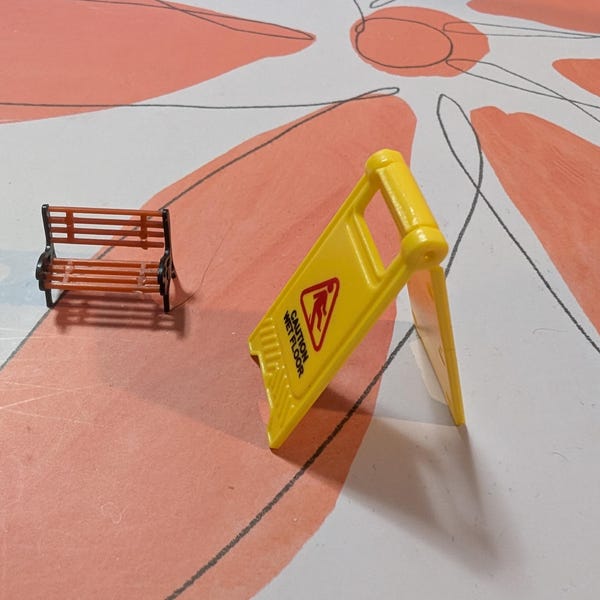 Miniature Warning Sign Mini Floor Caution Sign Yellow Plastic Notice 1/ ...