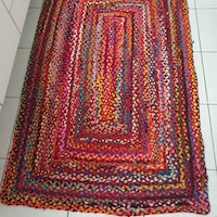 Cotton Multi-color Round Rugs Indian Handmade Cotton Round Purely Rugs ...