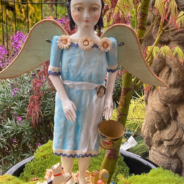 Nostalgic Folk Art Carol Roll, Vintage Style Paper Mache Mixed Media ...