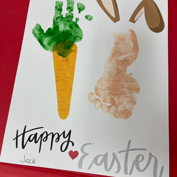 Easter Bunny Carrot Handprint Footprint Art Craft, Handprint Footprint ...