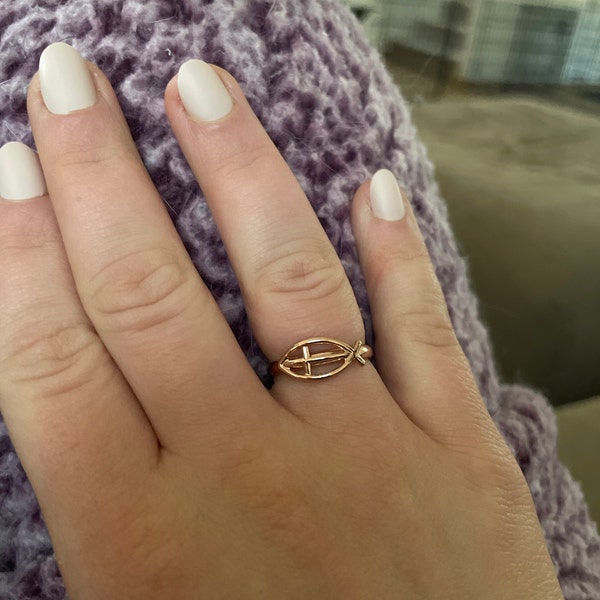 Ichthus Ring, Christian Ring, Ichthys, Fish Cross Ring, Silver, Gold ...
