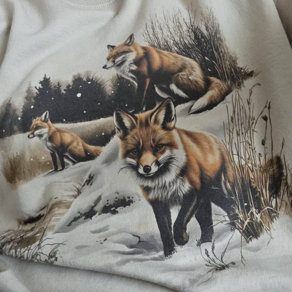 Retro Red Foxes Winter Scene Sweatshirt - 90s Fox Snowy Forest ...